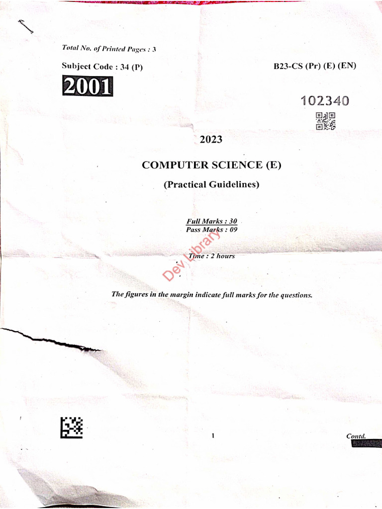 Computer Science E Practical 2023 Watermark | PDF
