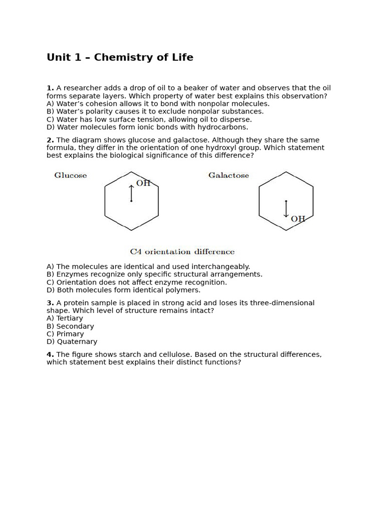 Chemistry of Life: Key Concepts Explained | PDF | Nucleotides ...