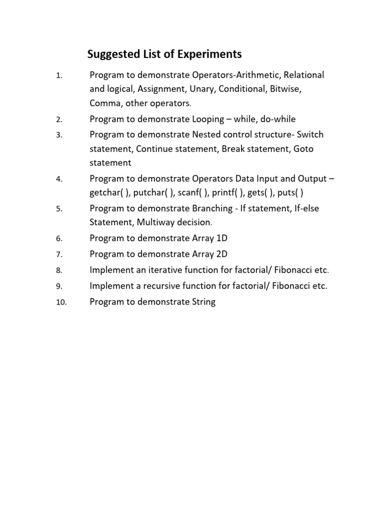 C Programming Experiment | PDF | Control Flow | Computer Programming