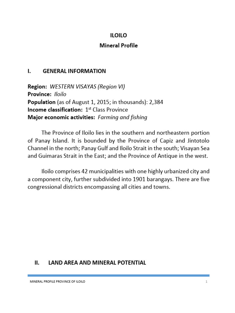 Mineral Profile Province of Iloilo 2020 | PDF | Minerals | Natural ...
