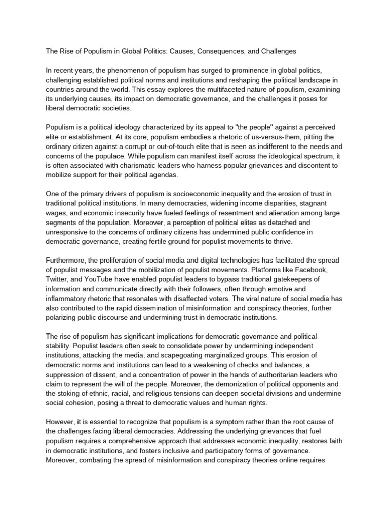 The Rise of Populism in Global Politics_ | PDF | Populism | Democracy