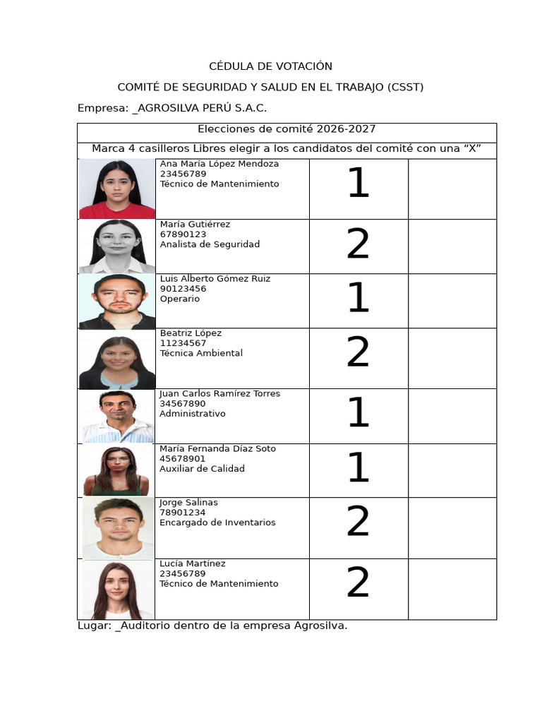 Cédula de Votación CSST 2026-2027 | PDF
