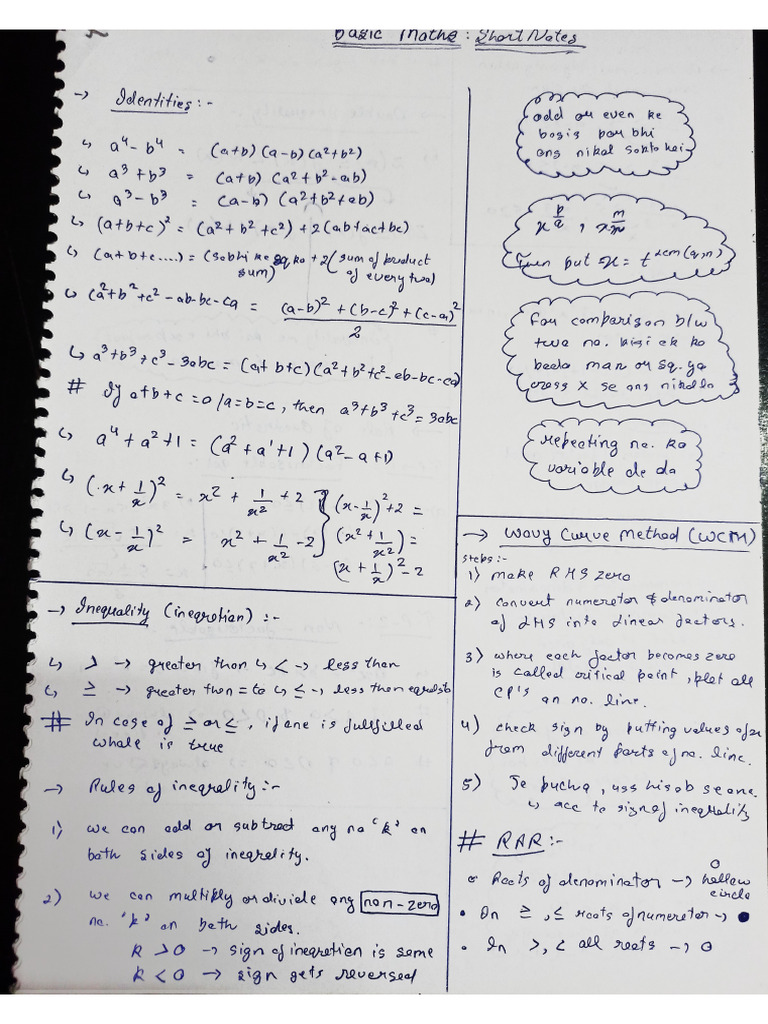 Basic Maths Which Is Not So Basic Short Notes | PDF