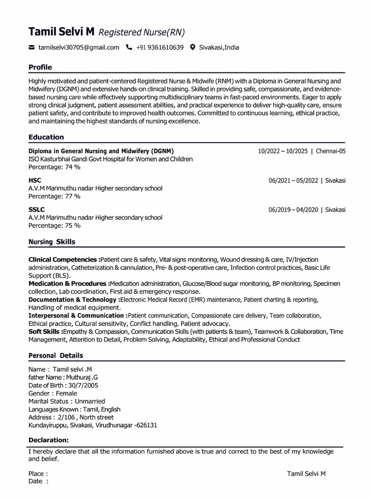 Tamil Selvi Resume | PDF