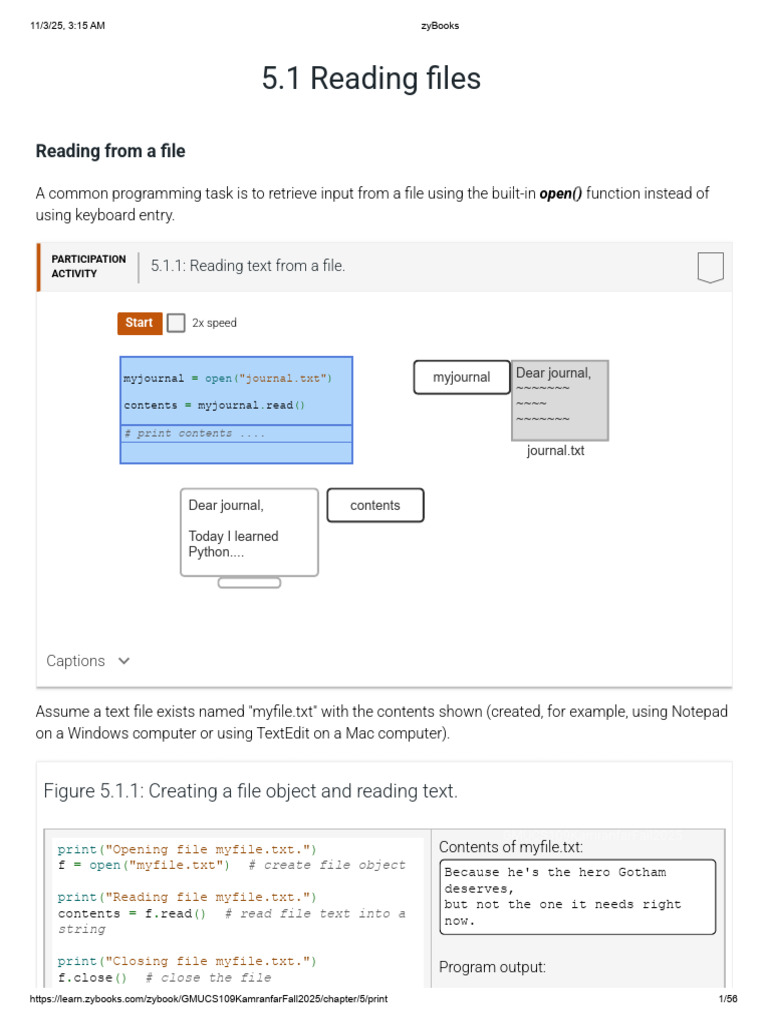 CS 109: Introduction To Computer Programming, Part B Chapter 5 ZyBooks ...