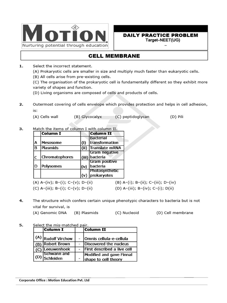 NEET Biology Daily Practice Problems | PDF | Cell (Biology) | Ribosome
