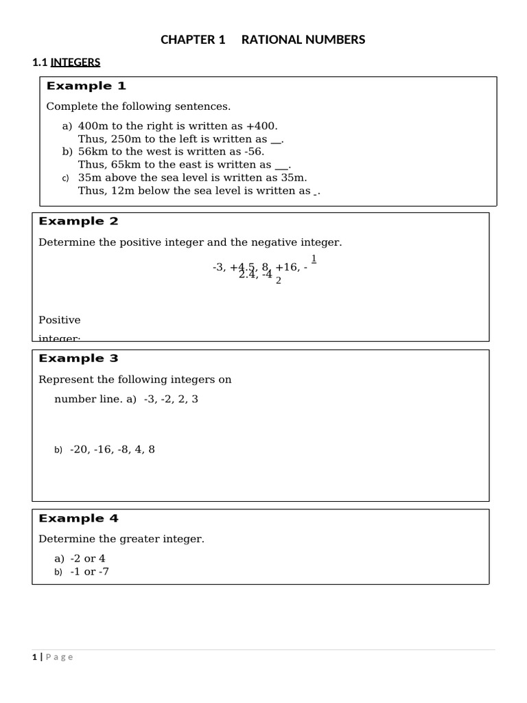 KSSM Maths Form 1 Chapter 1 | PDF | Numbers | Integer