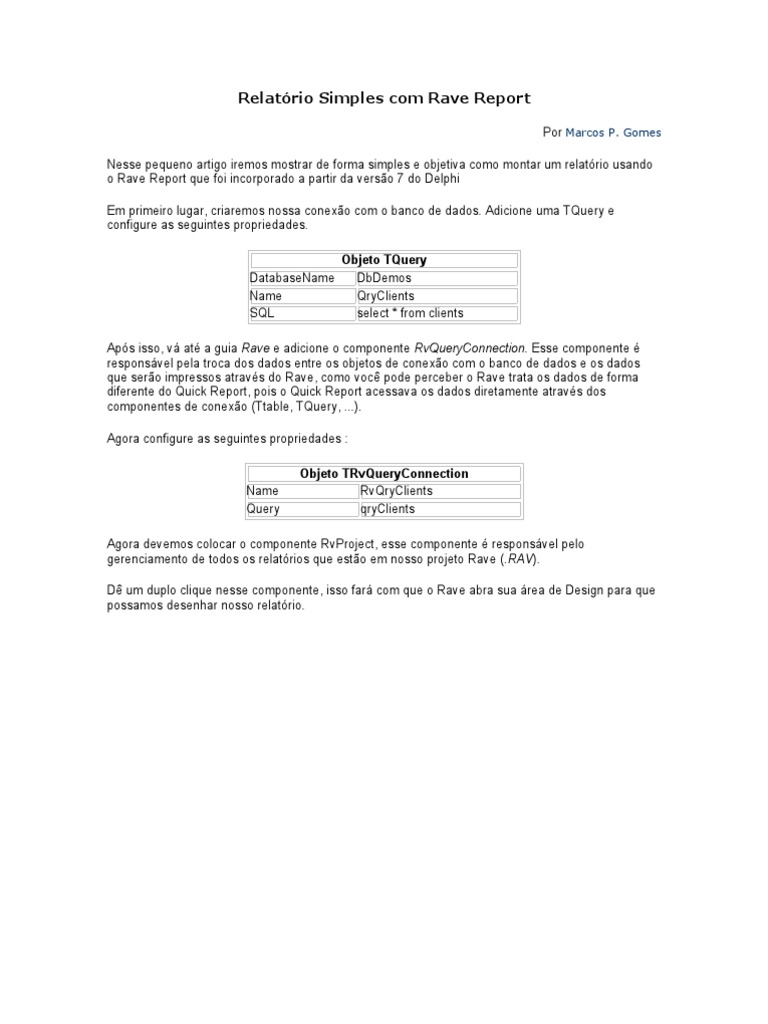 Relatório Simples Com Rave Report | PDF | Tempo | Ponteiro (programação ...
