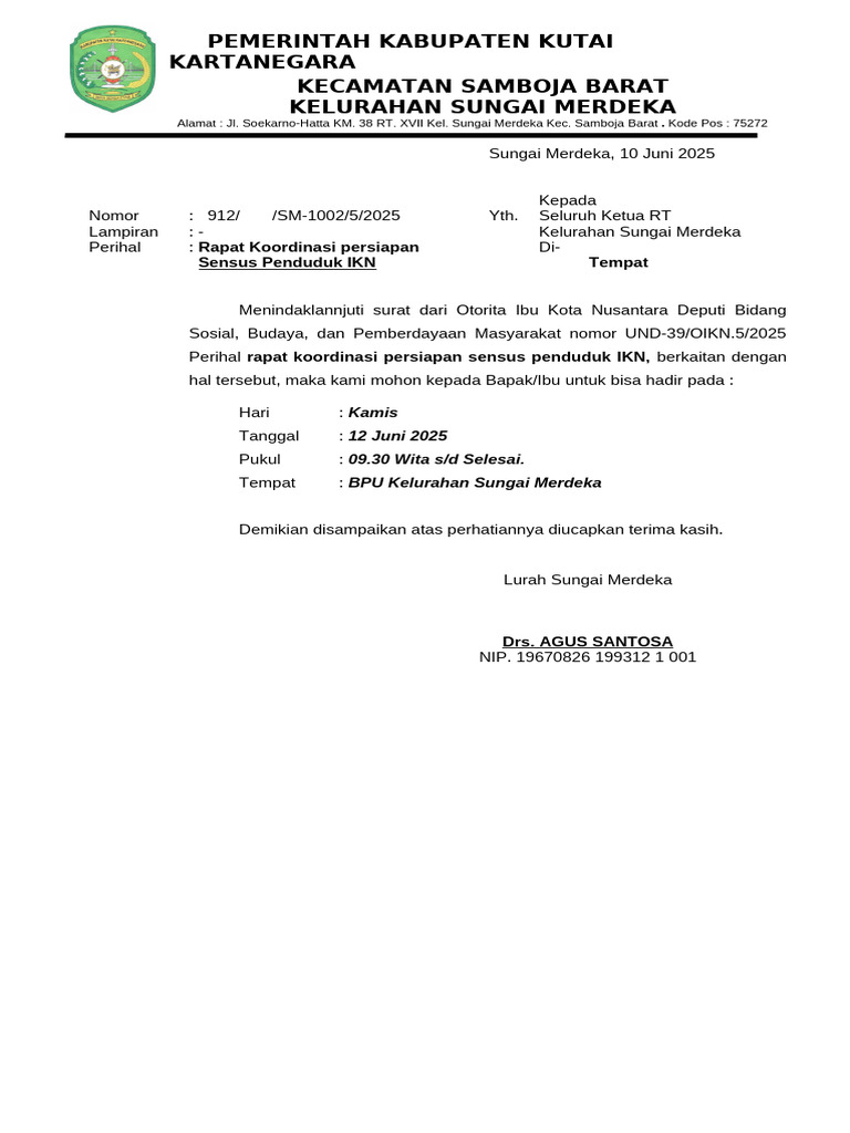 Undangan Sensus Penduduk | PDF