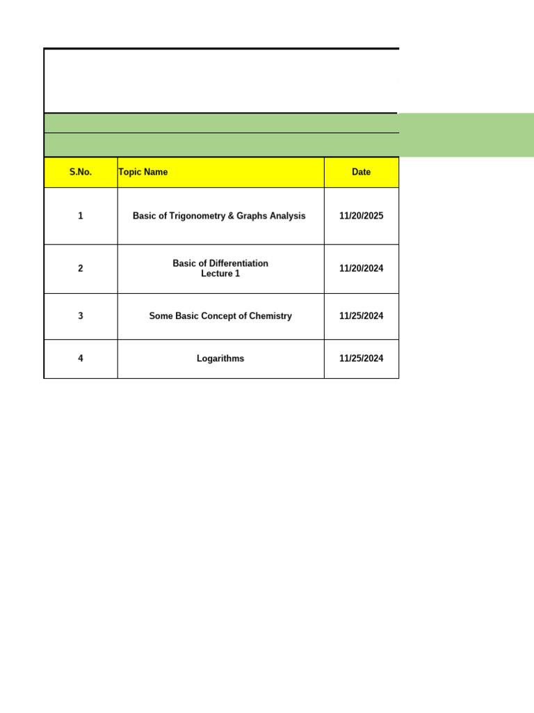Bridge Course Time Table | PDF