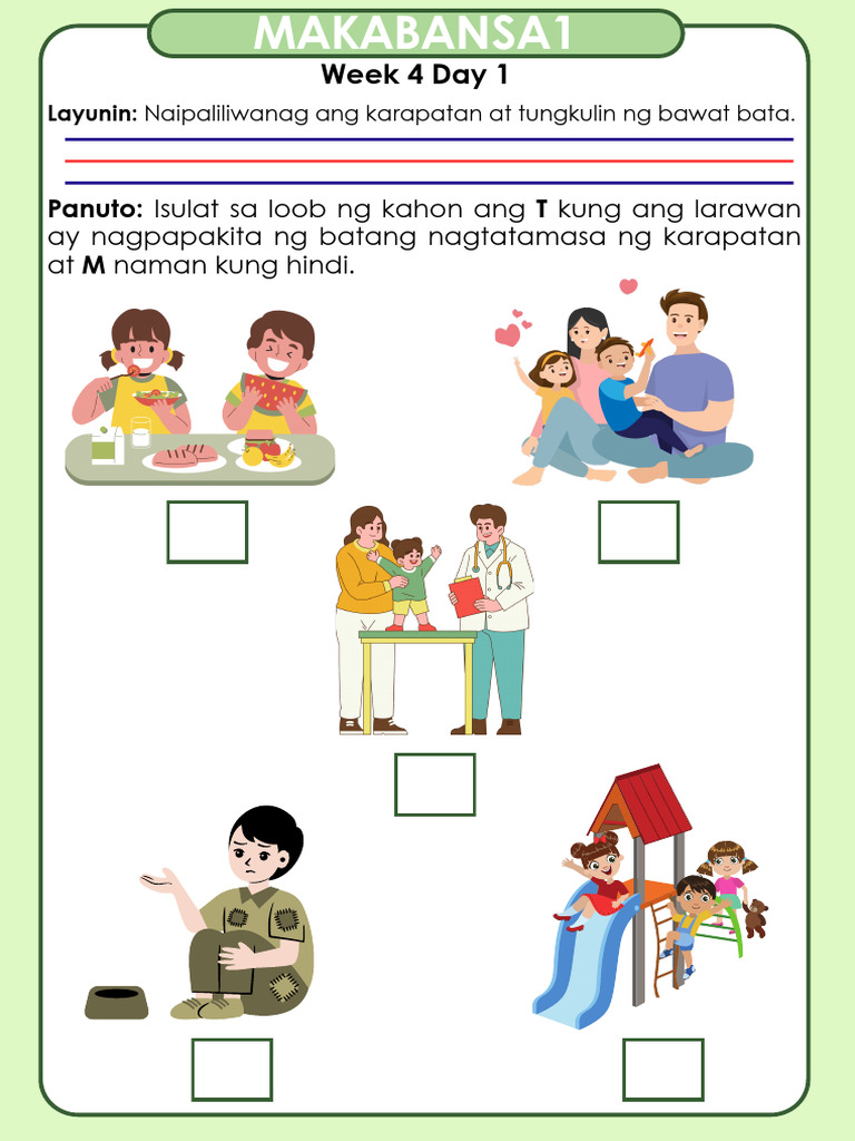 Makabansa Worksheet Week 4 | PDF