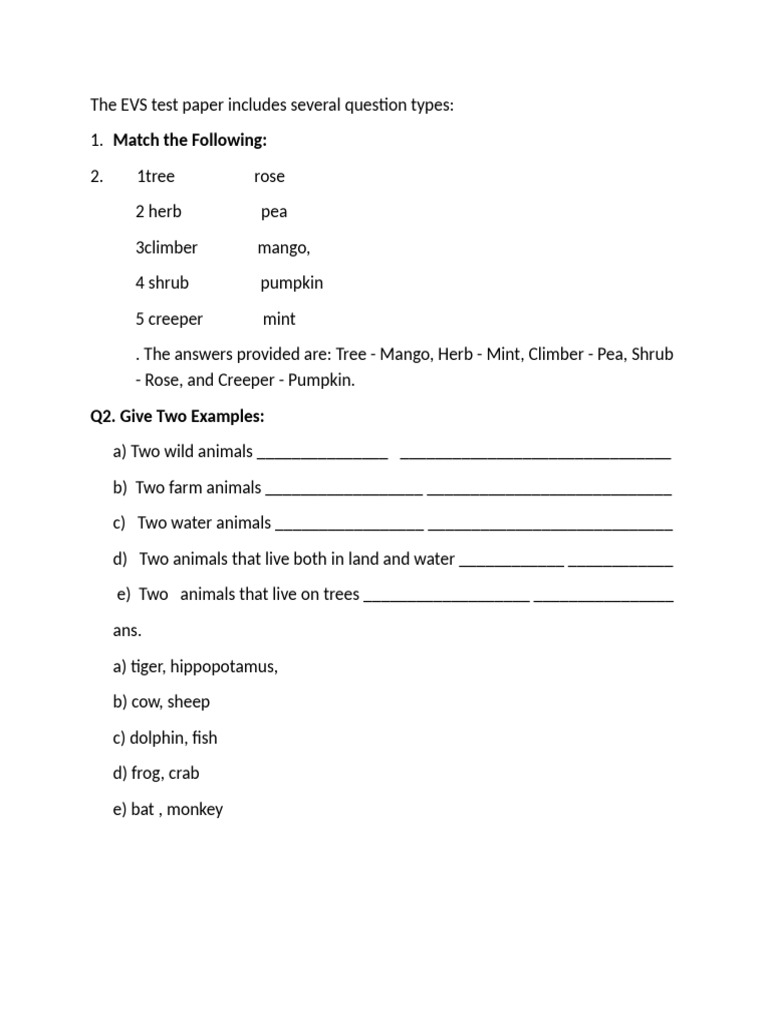 Evs Admission Test | PDF