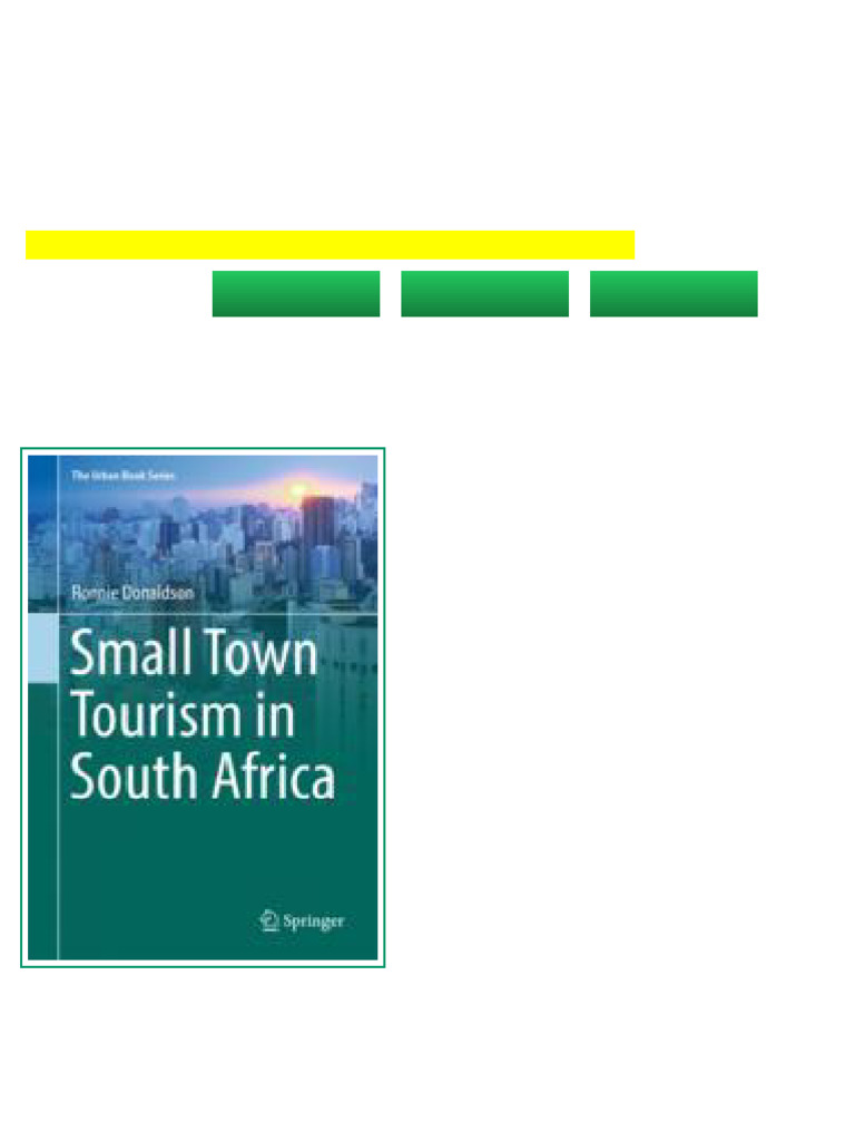 Small Town Tourism in South Africa 1st Edition Ronnie Donaldson (Auth ...
