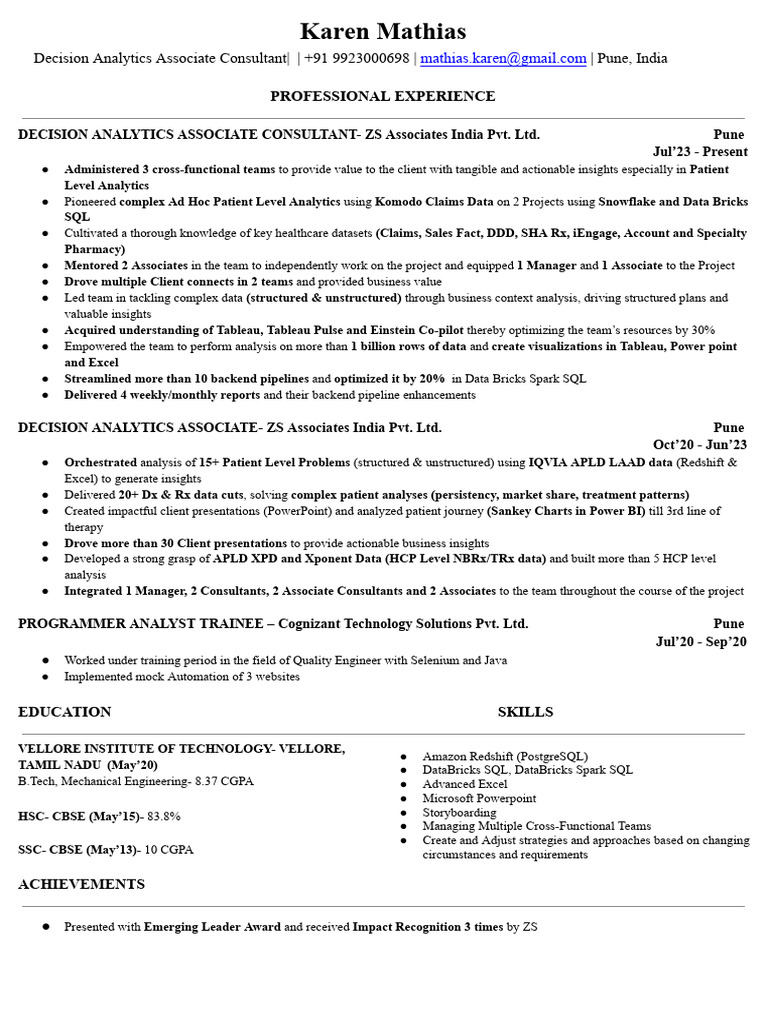 Karen Mathias (AC) Resume | PDF | Analytics | Information Technology