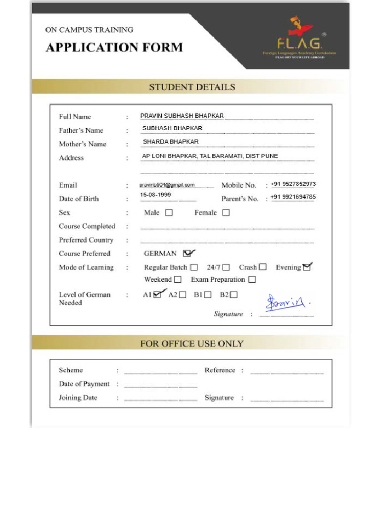 Flag Application Form | PDF