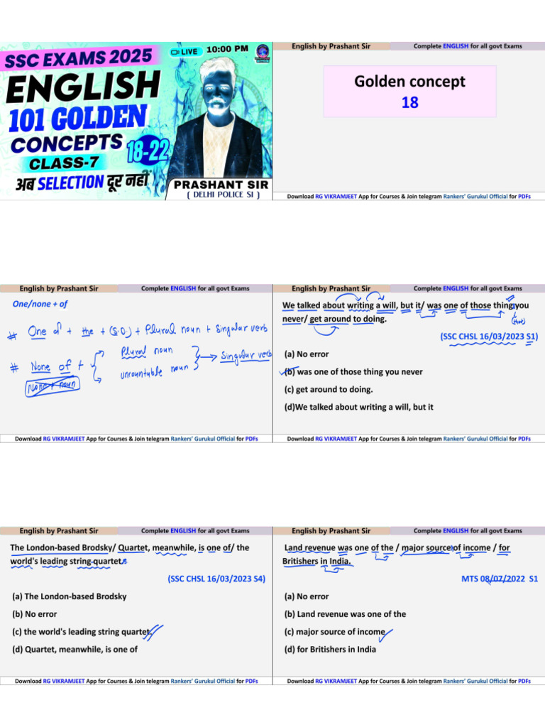 Class 07 English 101 Golden Concepts by Prashant Sir Class Notes-Invert ...