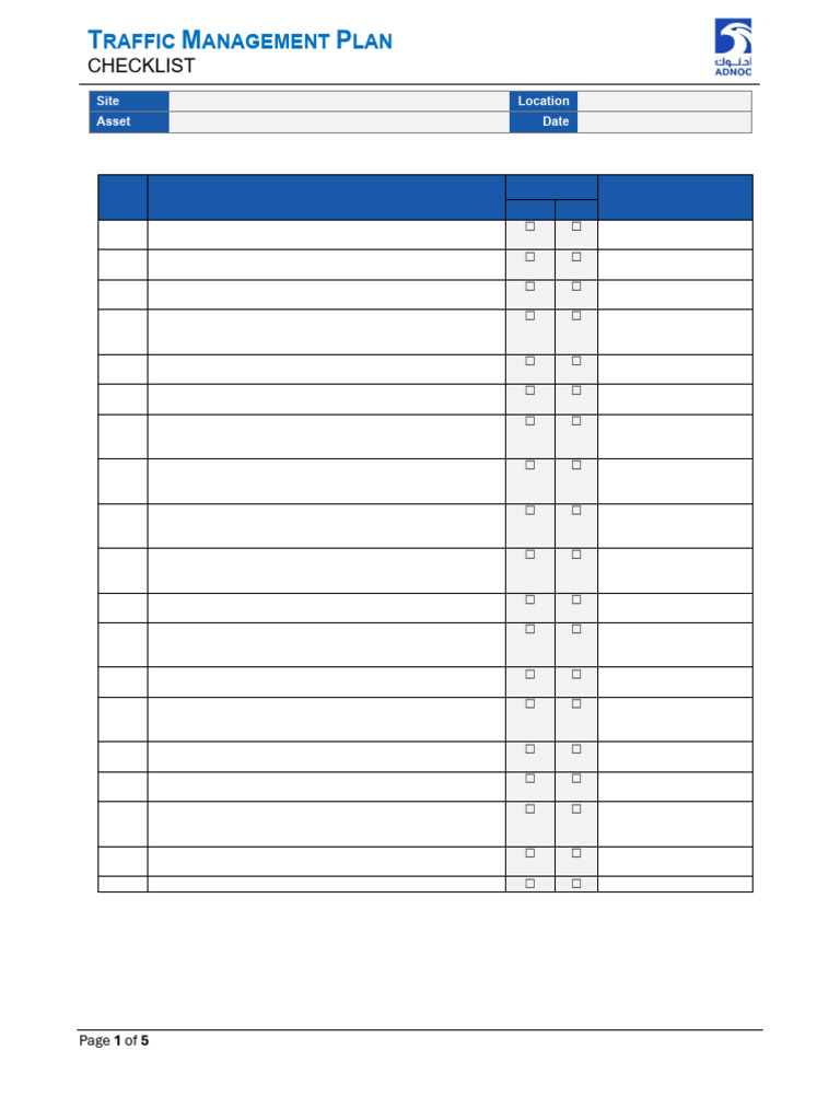 Traffic Management Plan Checklist | PDF | Traffic | Road