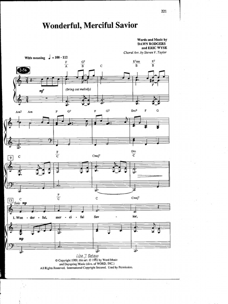 Wonderful, Merciful Savior | PDF