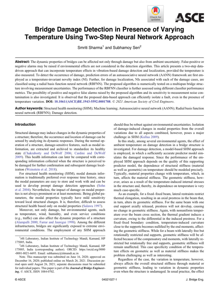 Sharma Sen 2021 Bridge Damage Detection in Presence of Varying ...