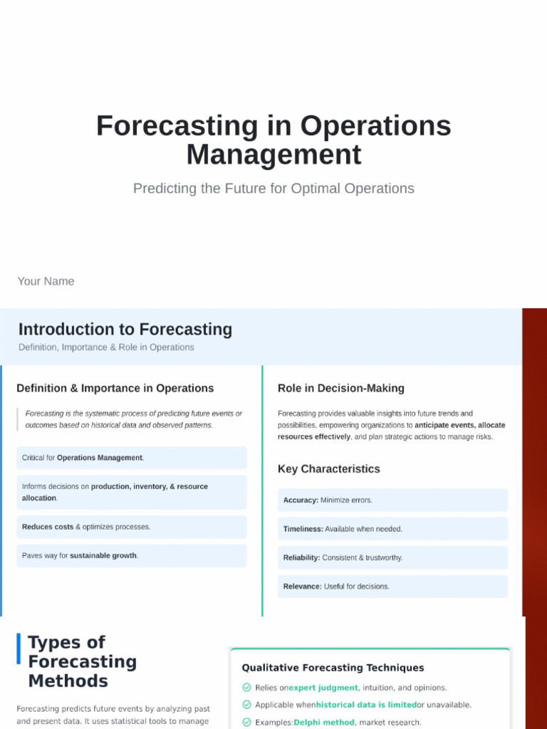 Generate A PPT For Forecasting On Operations Management | PDF