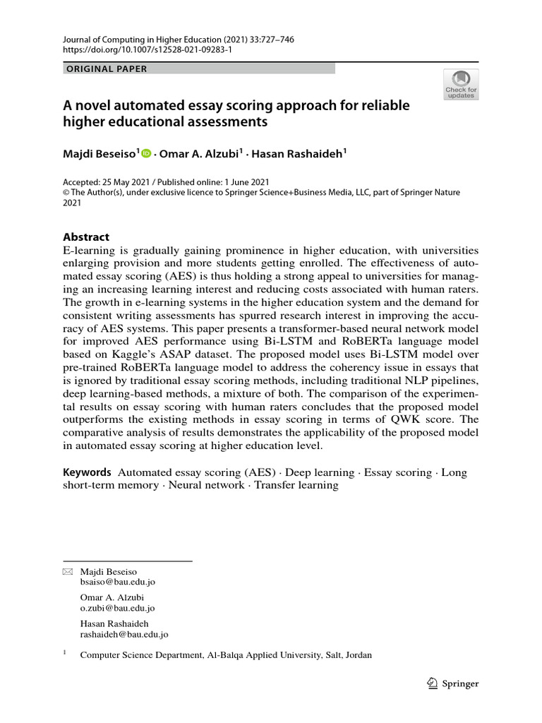 A Novel Automated Essay Scoring Approach For Reliable Higher ...