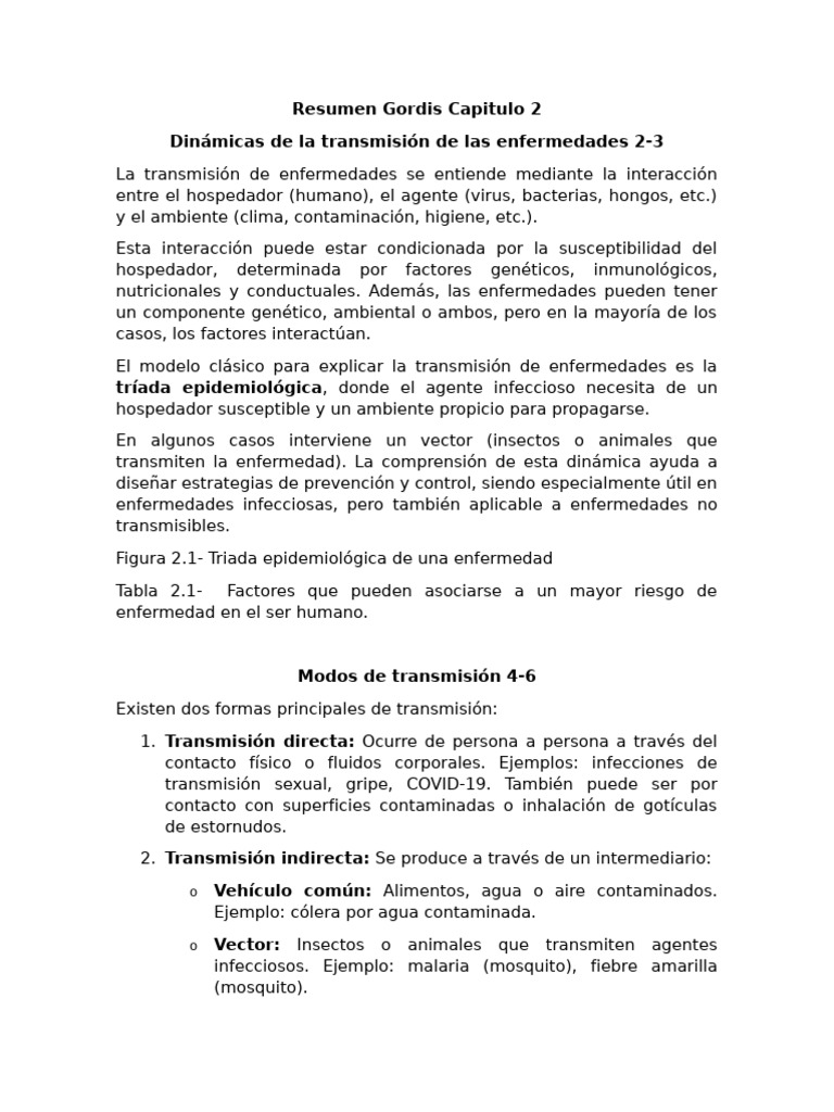 1 Gordis 2 Resumen | PDF | Epidemias | Infección