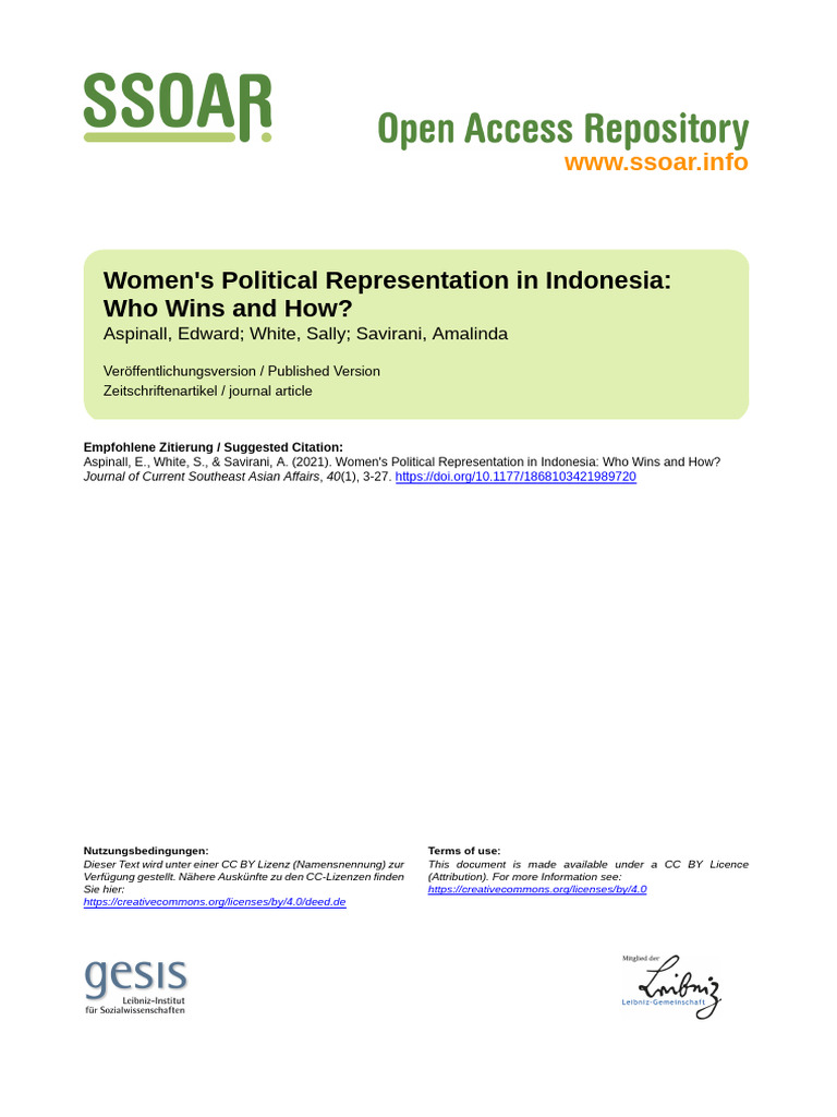 Ssoar-jcsaa-2021-1-Aspinall Et Al-Womens Political Representation in ...