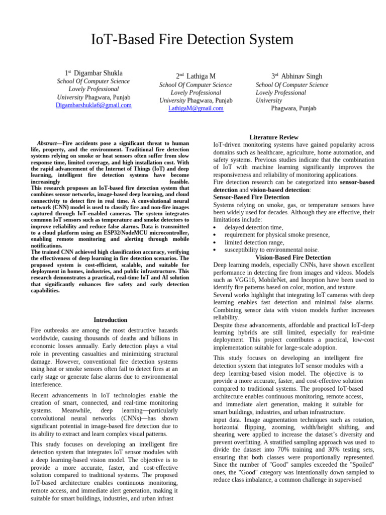 IoT-based Fire Detection System Research Paper.1111111 | PDF | Internet ...
