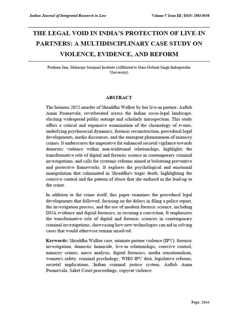 Legal Gaps in India's Live-In Violence | PDF | Polygraph | Violence