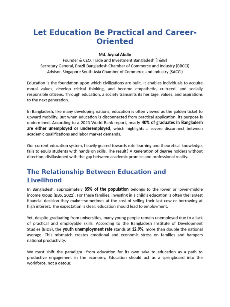 Let Education Be Practical and Career | PDF | Vocational Education ...