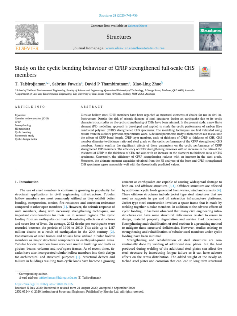 Study On The Cyclic Bending Behaviour of CFRP Strengthened Full-Scale ...