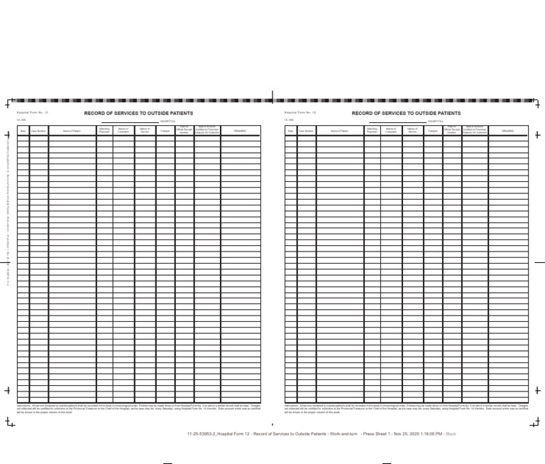 11-25-53953-2 - Hospital Form 12 - Record of Services To Outside ...