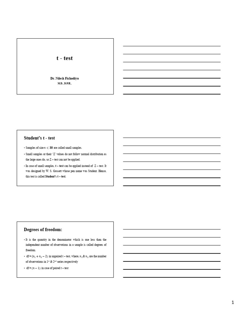 T - Test One Sample and Unpaired-1 | PDF | Medical Specialties