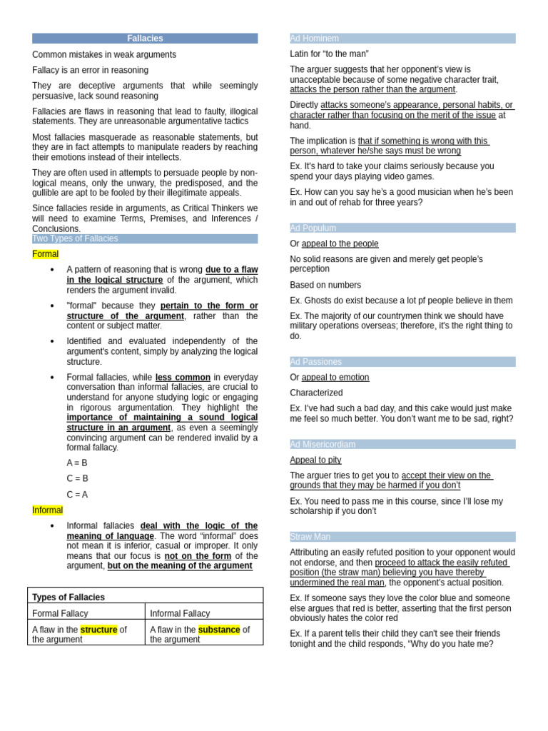 Fallacies | PDF | Fallacy | Argument