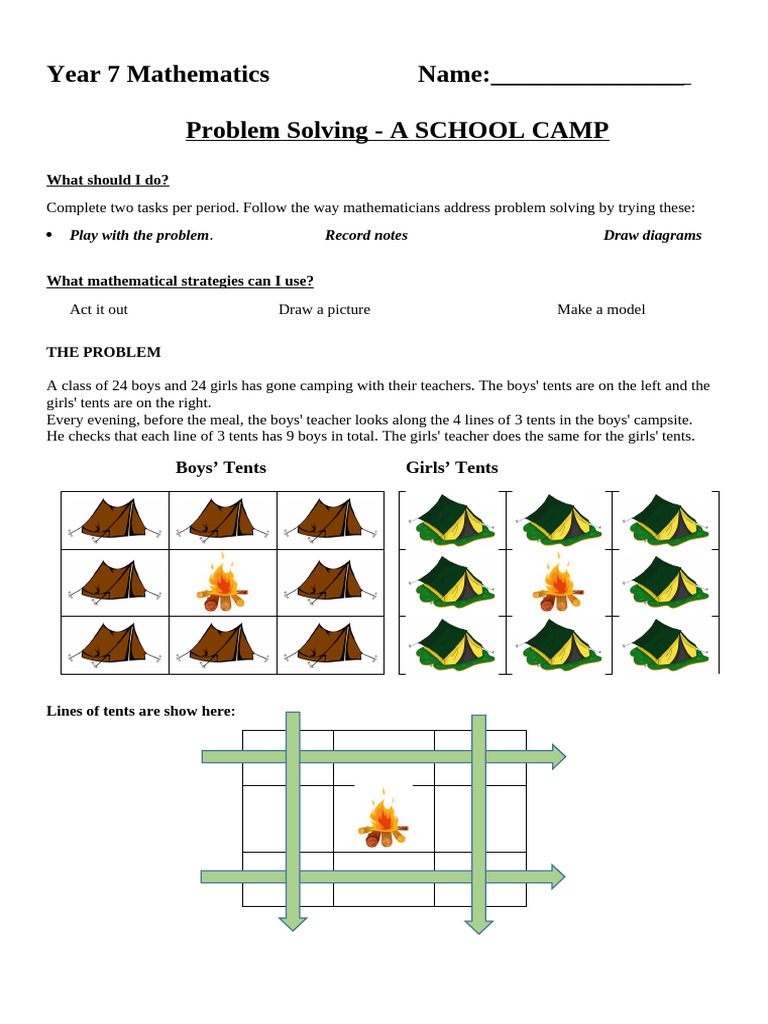Year 7 Camp Math Problem Solving Guide | PDF | Cognition