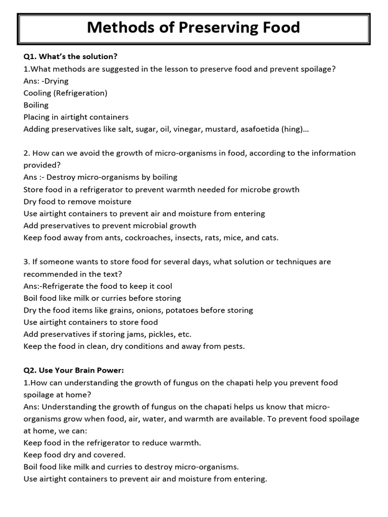 Methods of Preserving Food | PDF | Food Preservation | Vegetables