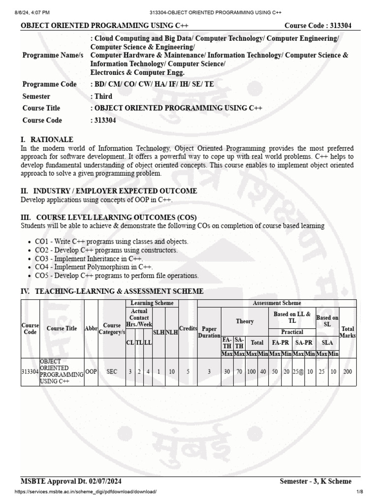 313304-Object Oriented Programming Using C | PDF | Class (Computer Programming) | C++