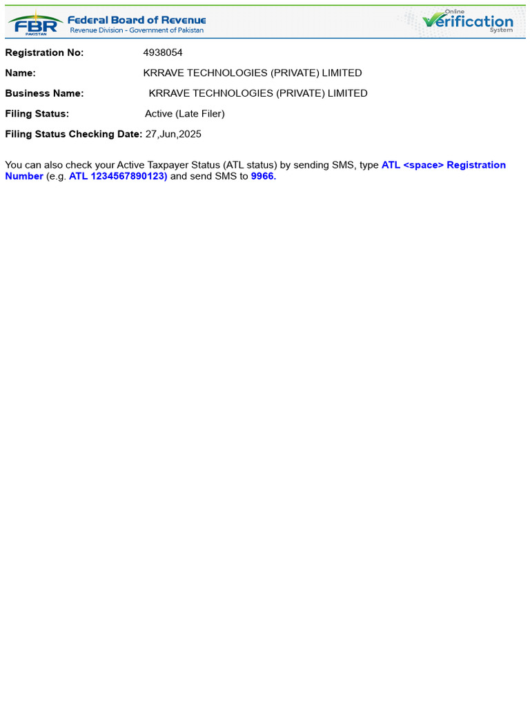 Krave Mart NTN Filer Income Tax Active | PDF