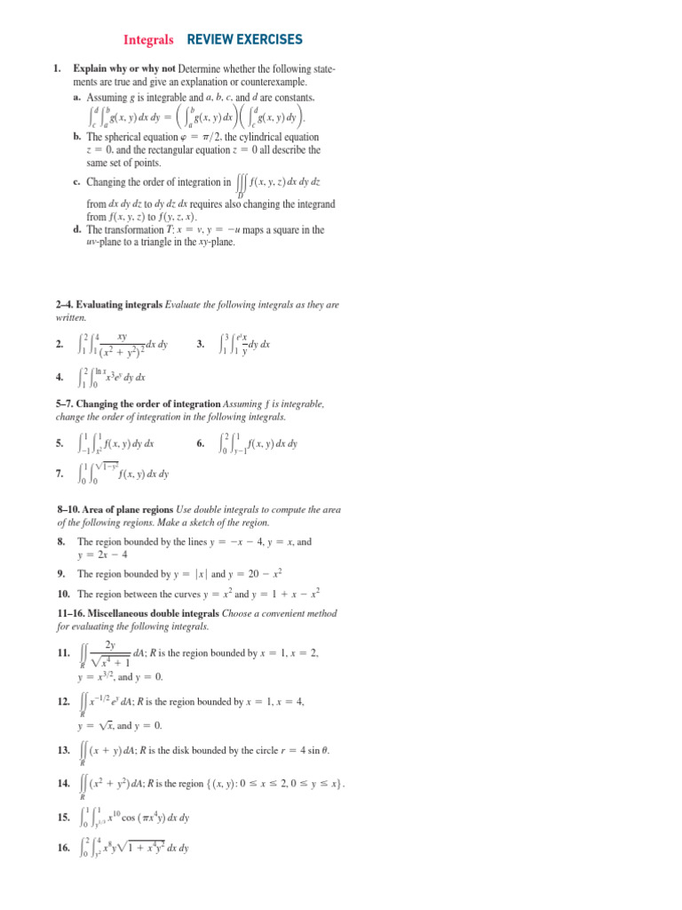 Integral Review 1 | PDF | Integral | Mathematical Analysis