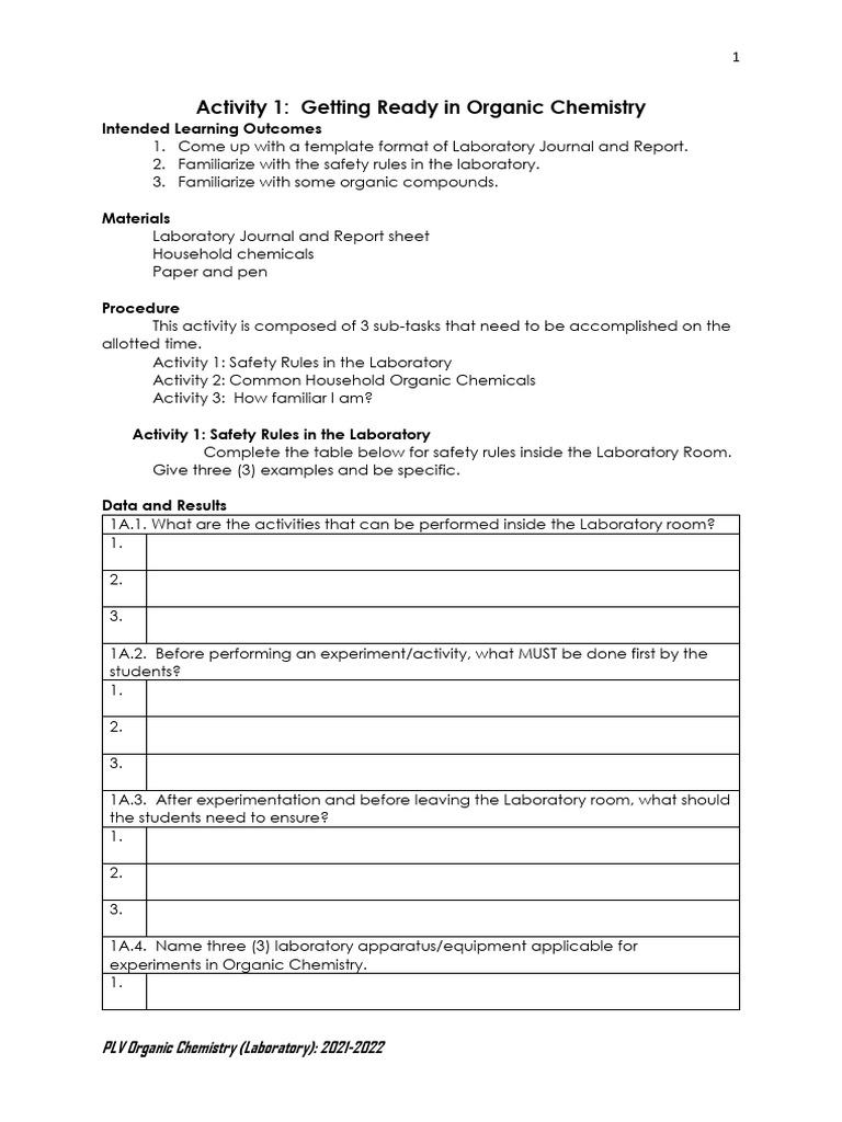Organic Chemistry Lab Safety Guide | PDF | Laboratories | Chemical ...