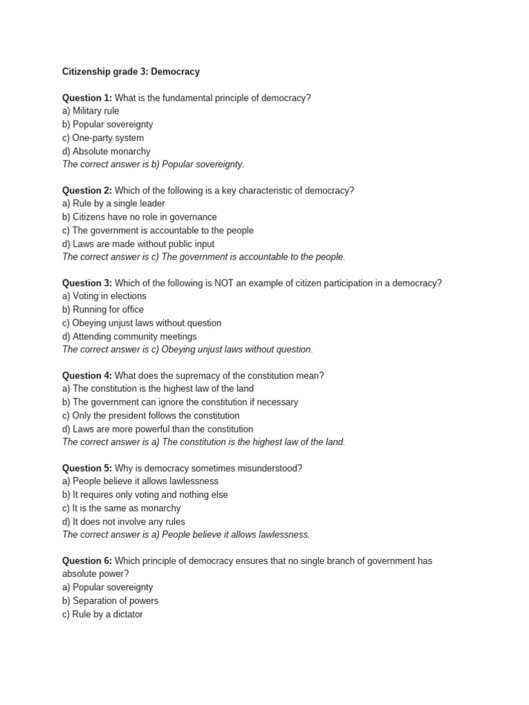 Citizenship Grade 3 Democracy | PDF | Elections | Democracy