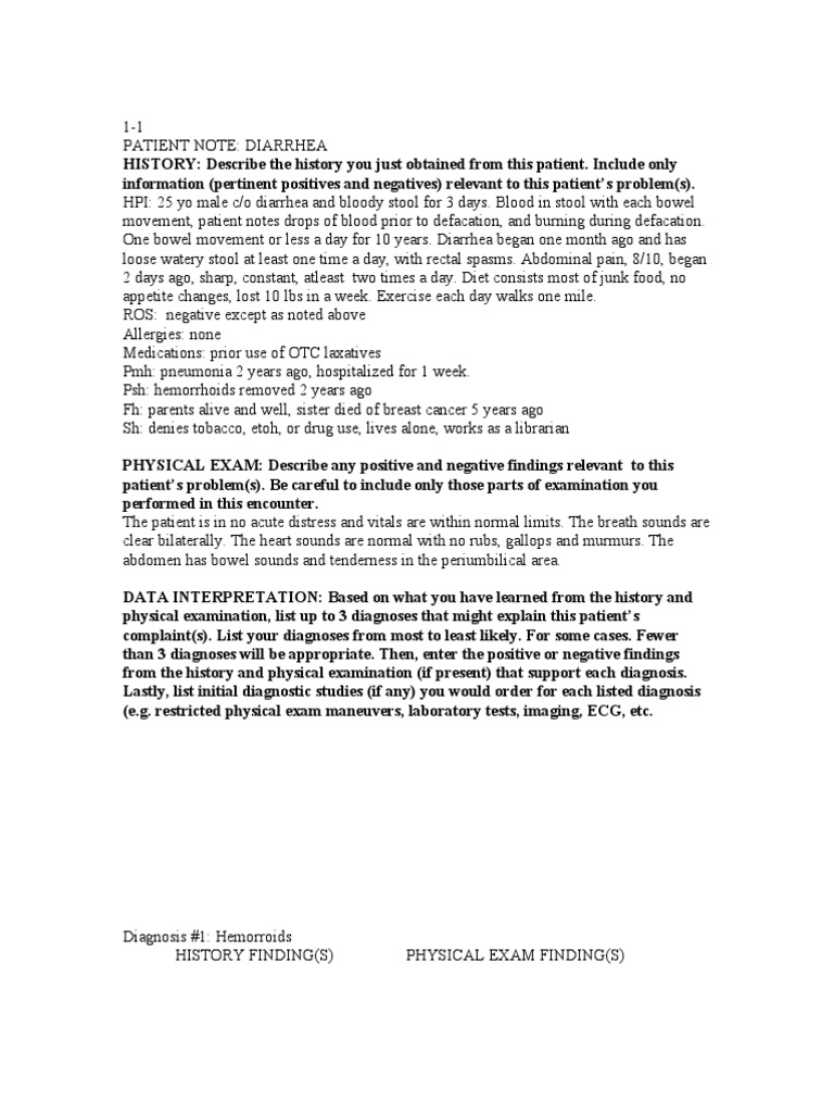 PATIENTNOTEset1 Note1 | PDF | Human Feces | Colorectal Cancer