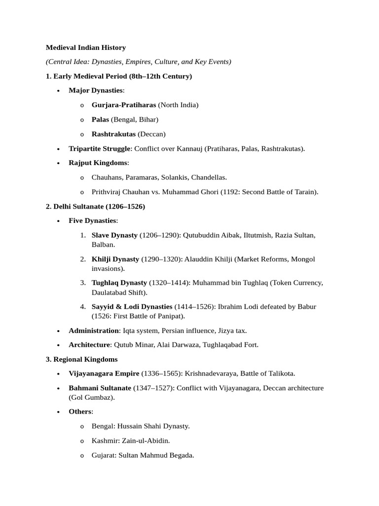 Overview of Medieval Indian History | PDF | Mughal Empire