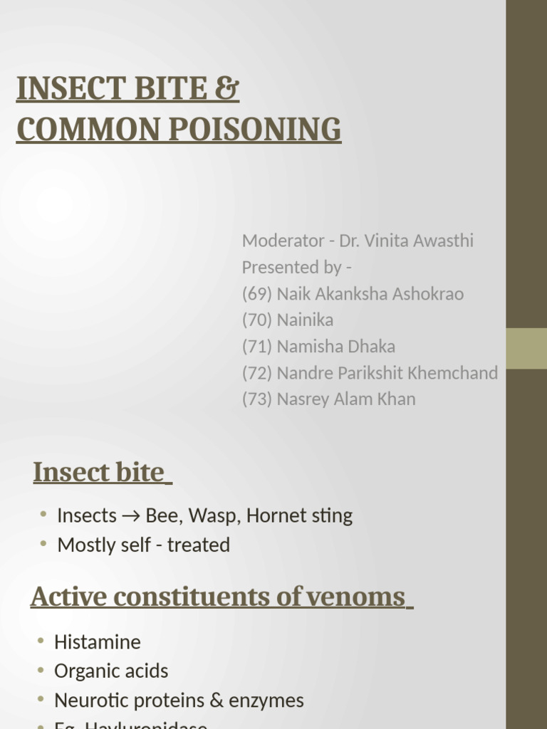 Insect Bite Ppt | PDF | Medical Specialties