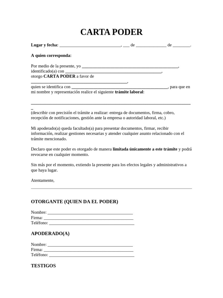 Carta Poder Laboral | PDF
