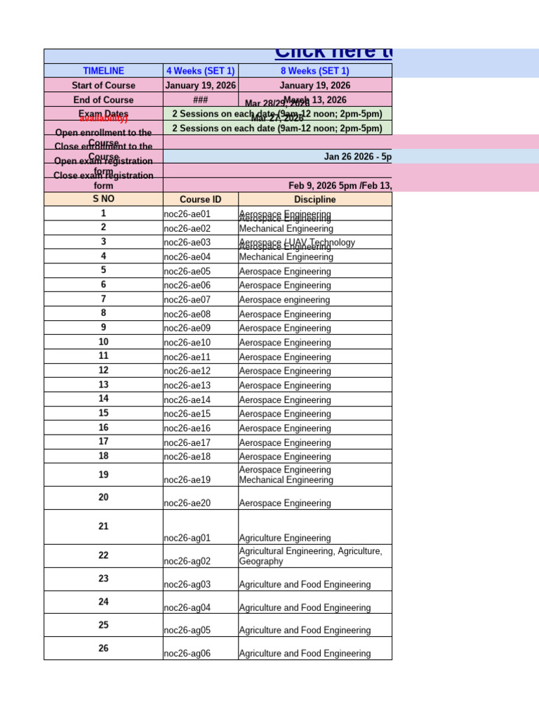 Course Timeline and Exam Dates 2026 | PDF | Biological Engineering ...