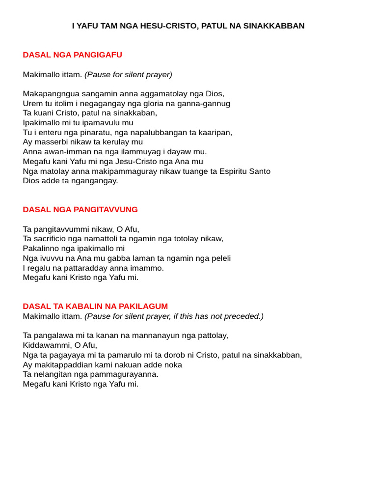 Cristo Patul Na Sinakkabban | PDF