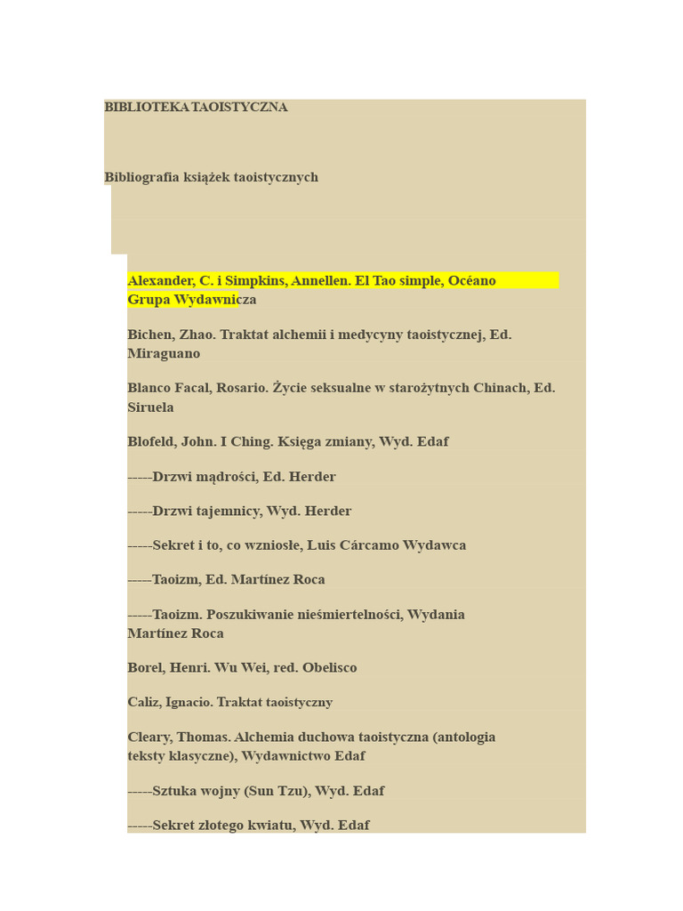 Biblioteka Taoistyczna | PDF