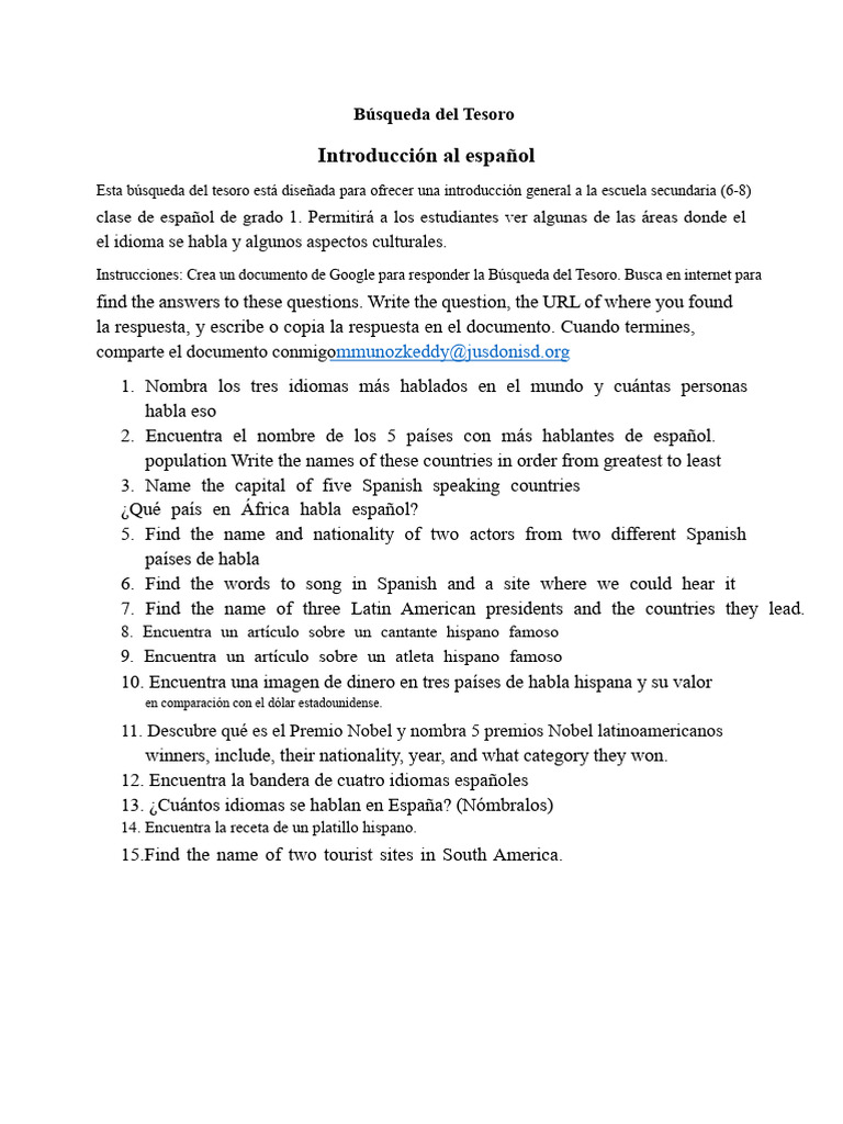 Búsqueda Del Tesoro | PDF