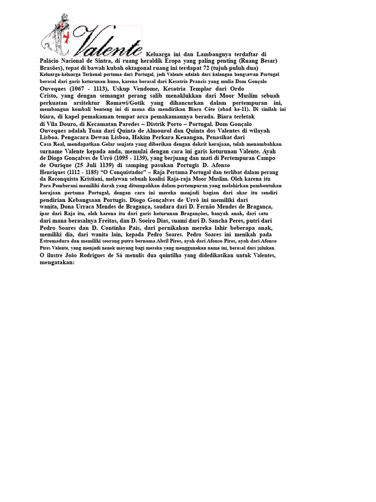 Sejarah Keluarga Valente | PDF